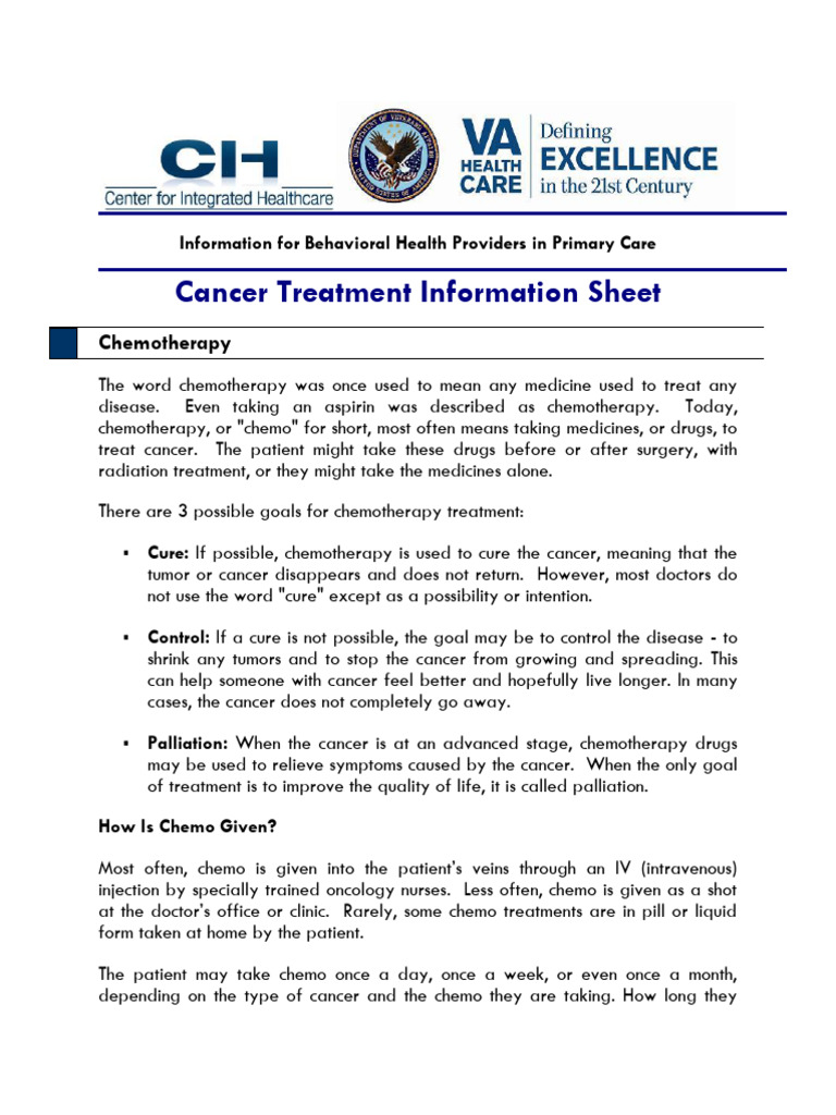 Cancer Treatment Information Sheet For BHPs Version 3 | PDF