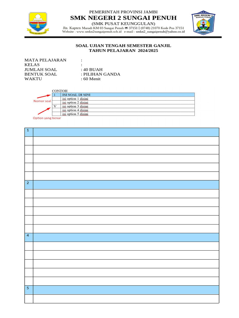 Format - Penulisan - Soal - UTS Ganjil TP. 2024-2025 | PDF