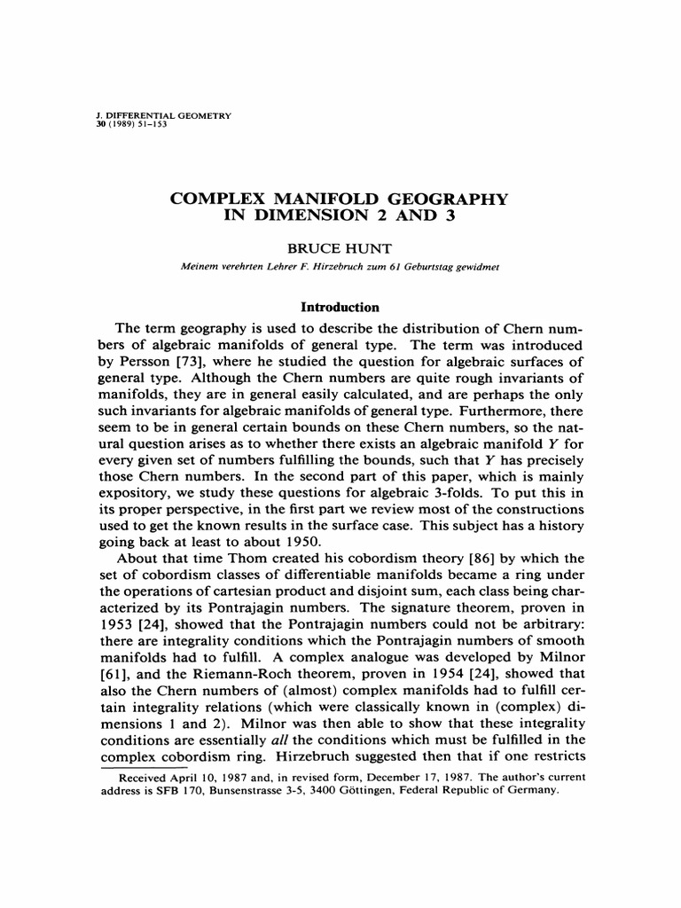 Complex Manifold Geography in Dimension 2 and 3: J. Differential ...