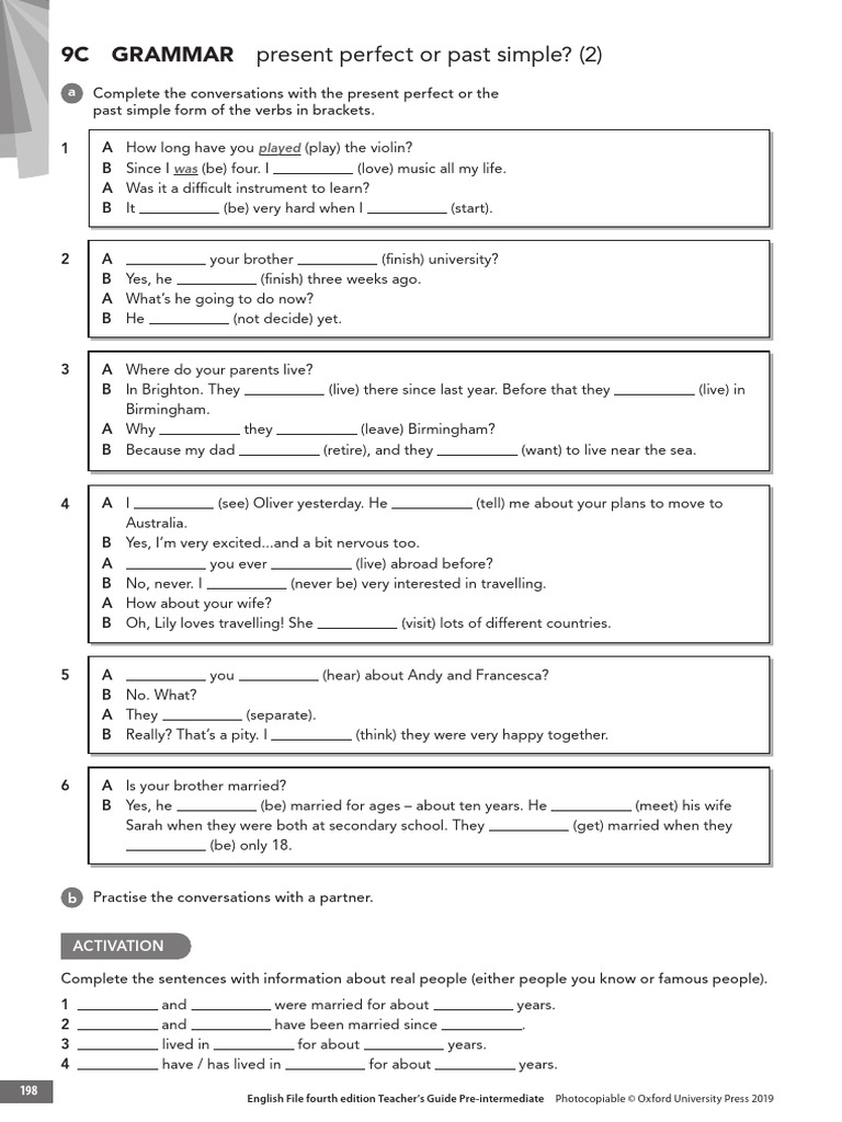 Grammar_9C Past Simple or Present Perfect | PDF