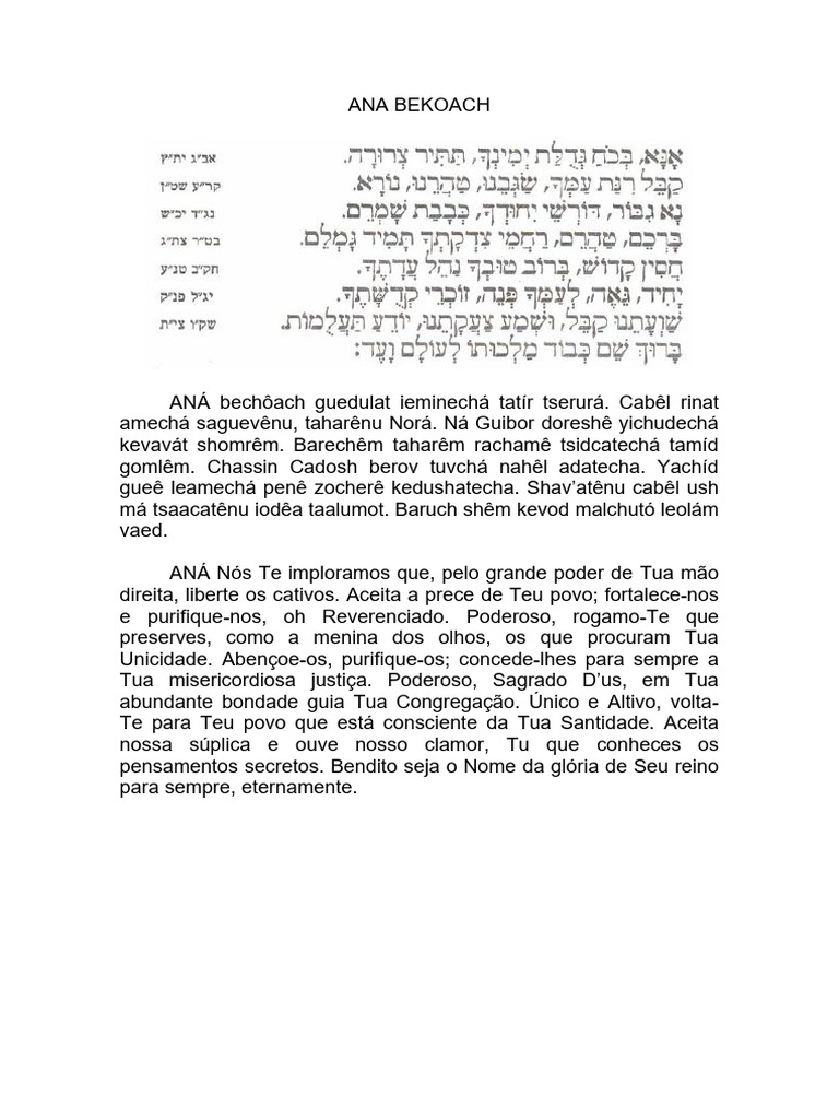 Aná Bekoach | PDF