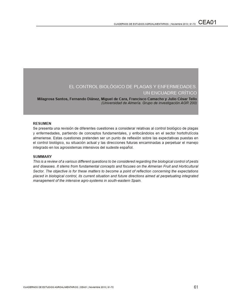 El Control Biológico de Plagas y Enfermedades-Encuadre Critico | PDF