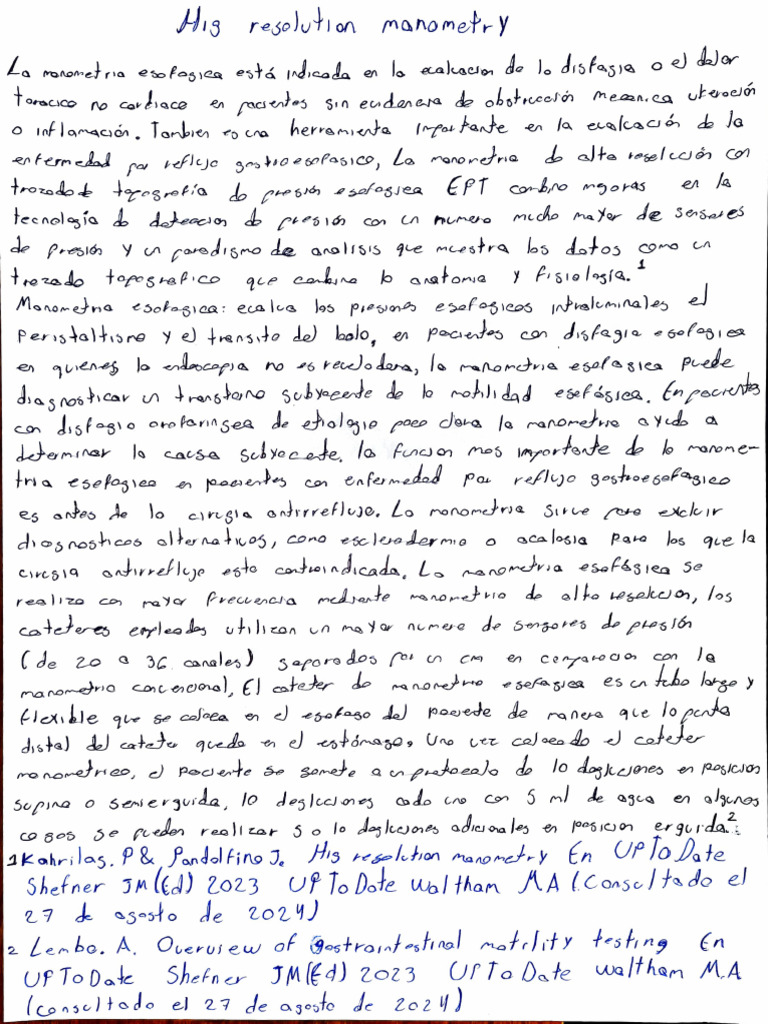 Manometria | PDF