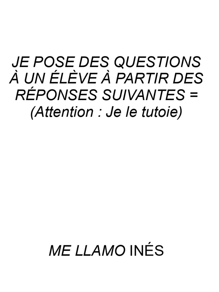 Les Questions Diapo Espagnol | PDF