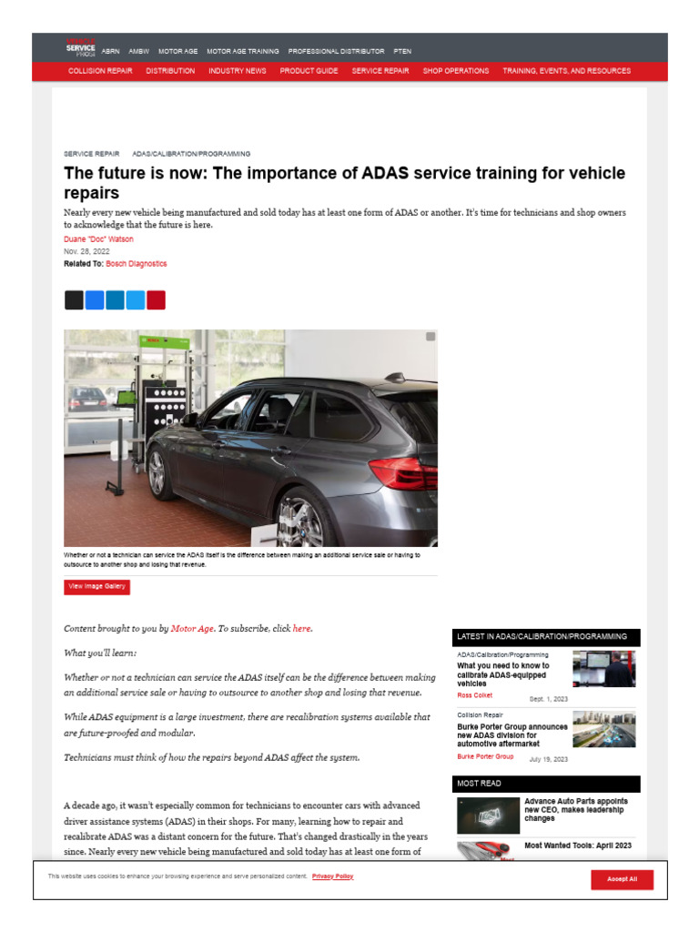 Bosch Diagnostics The Future Is Now The Importance of Adas Service Training For Vehicle Repairs ...