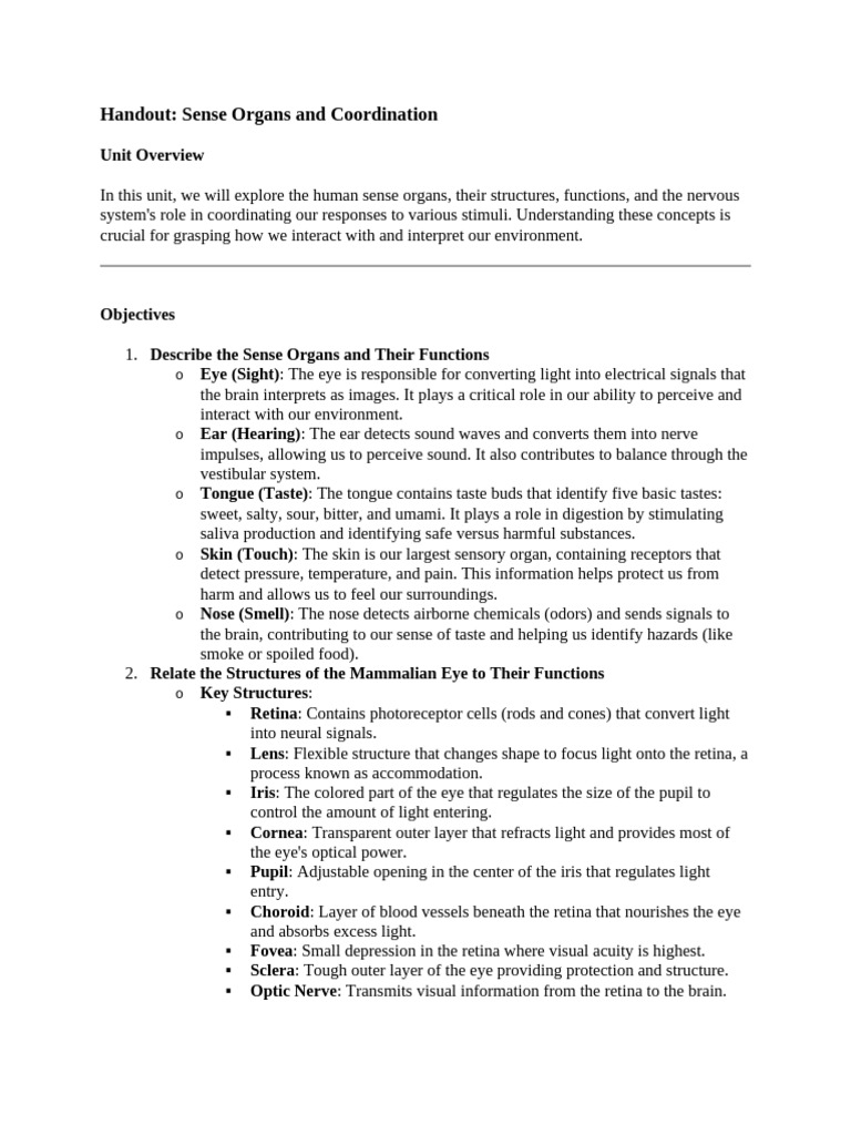 Sense Organs | PDF