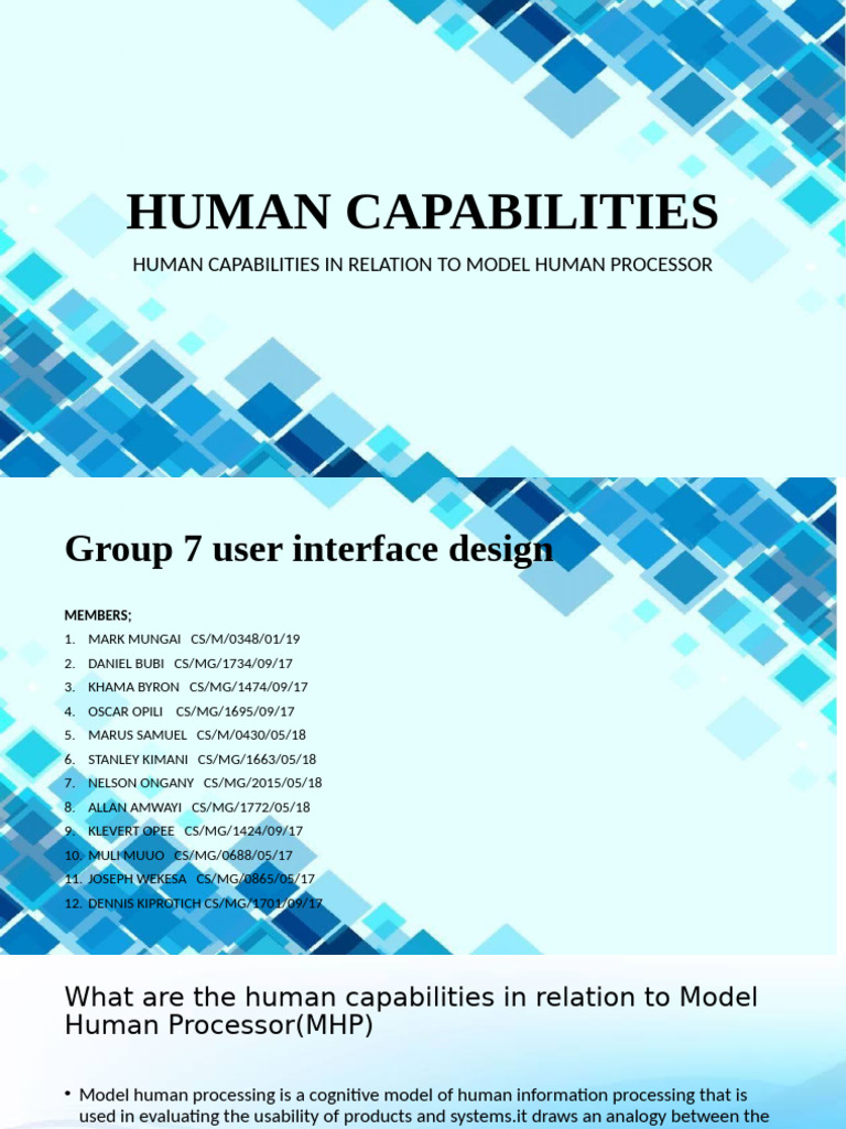 Human Capabilities Slides Group7 | PDF | Memory | Computers