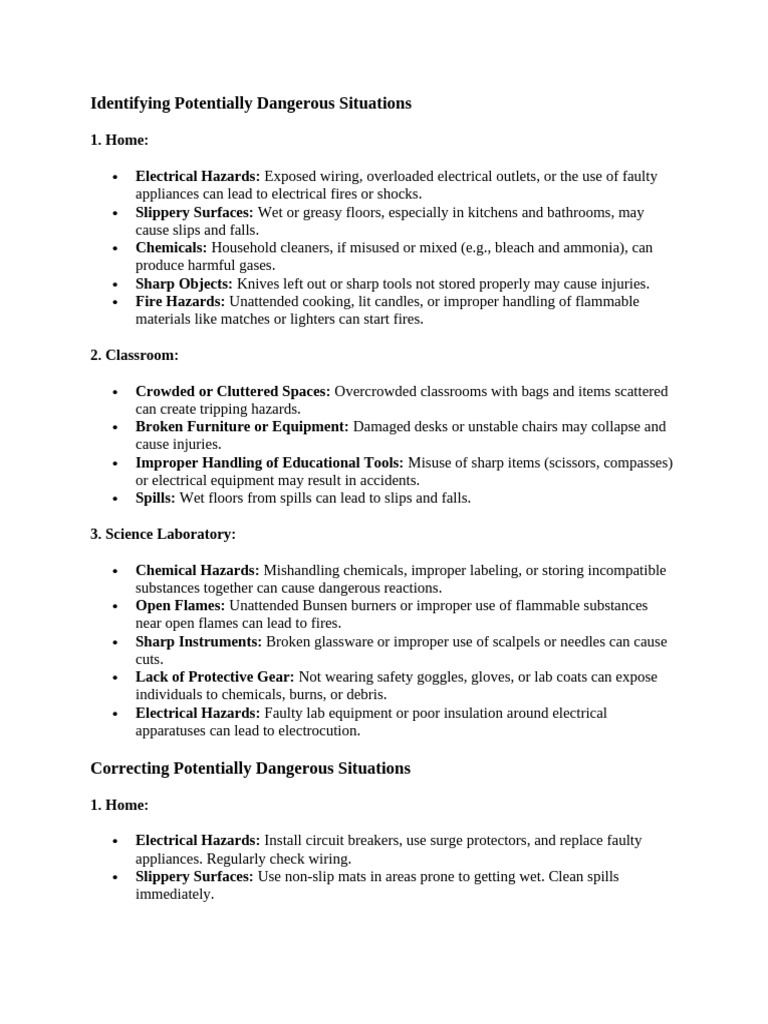 Identifying Potentially Dangerous Situations | PDF
