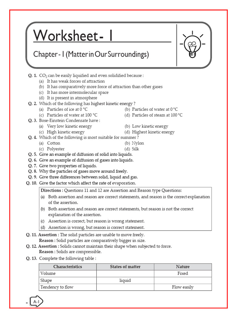 chemistry 9th worksheet | PDF