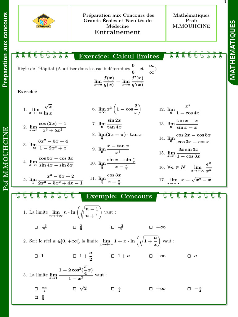 Exercice: Calcul Limites: Entrainement | PDF