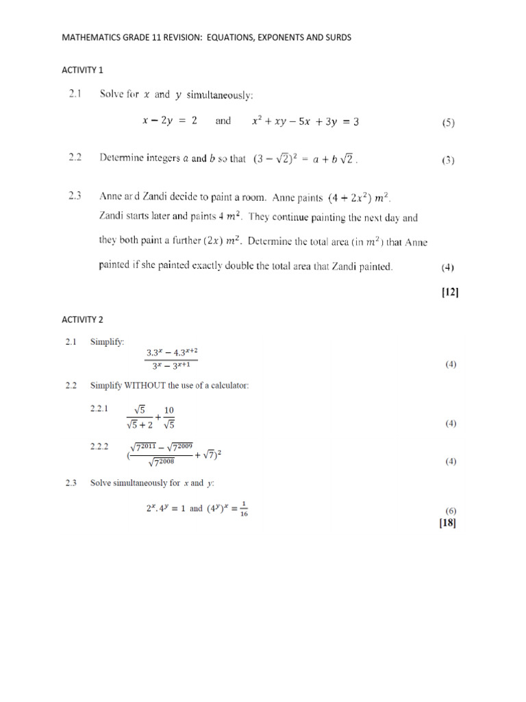 Exponents and Surds | PDF