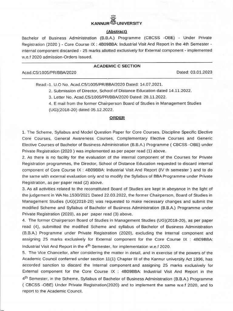 Syllabus - BBA 1 | PDF