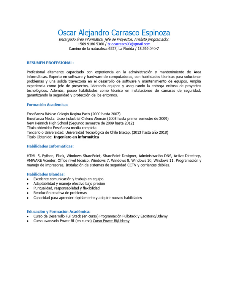 CV Oscar Carrasco Oficial | PDF