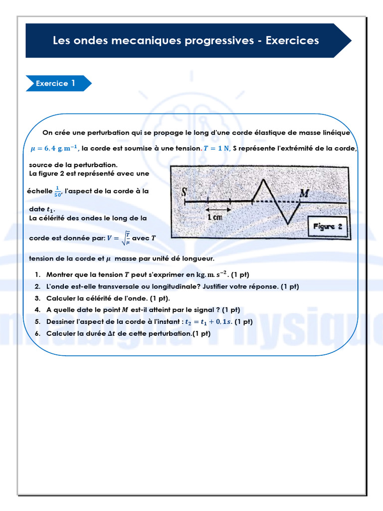 Les Ondes Progressives - Exercices - Watermark | PDF