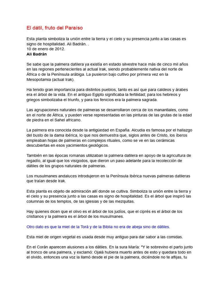 El Dátil, Fruto Del Paraíso | PDF