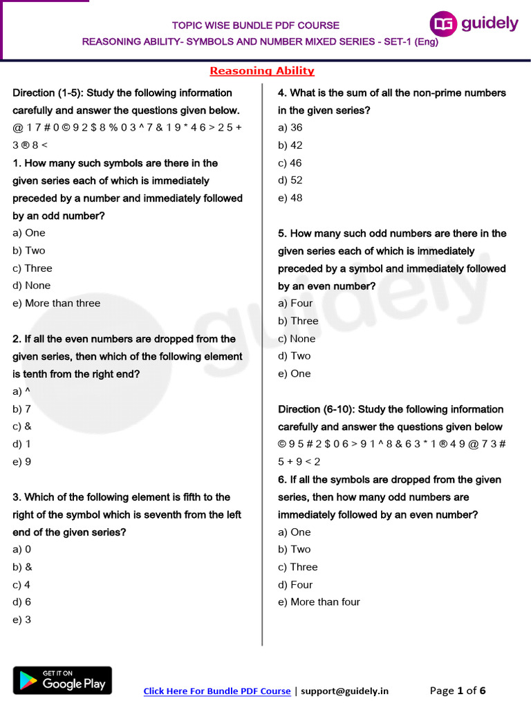 Symbols and Number Mixed Series Set - 1-20905652 | PDF
