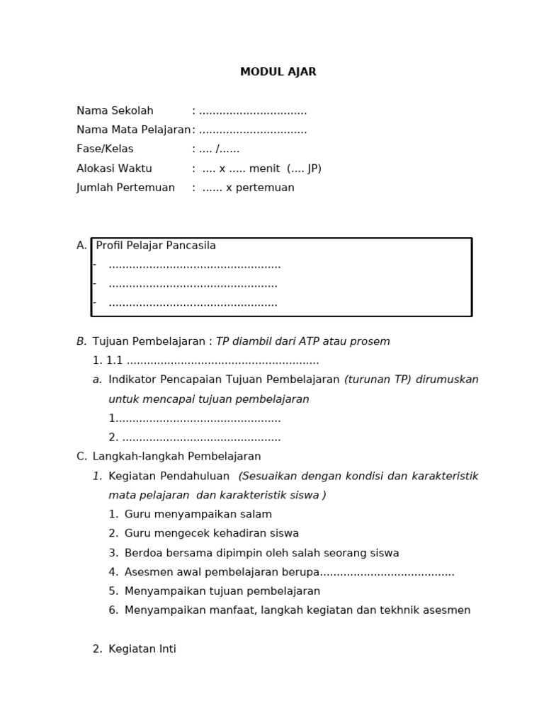 TEMPLATE Modul Sederhana (Berdiferensiasi) | PDF