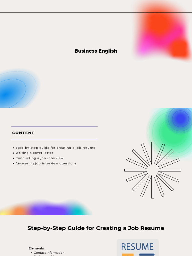 Business English: Resume & Interview Guide | PDF | Job Interview ...