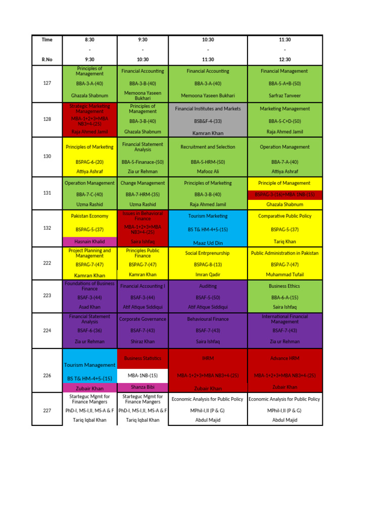06-10-2024 Faculty Time Table 10 Rooms | PDF