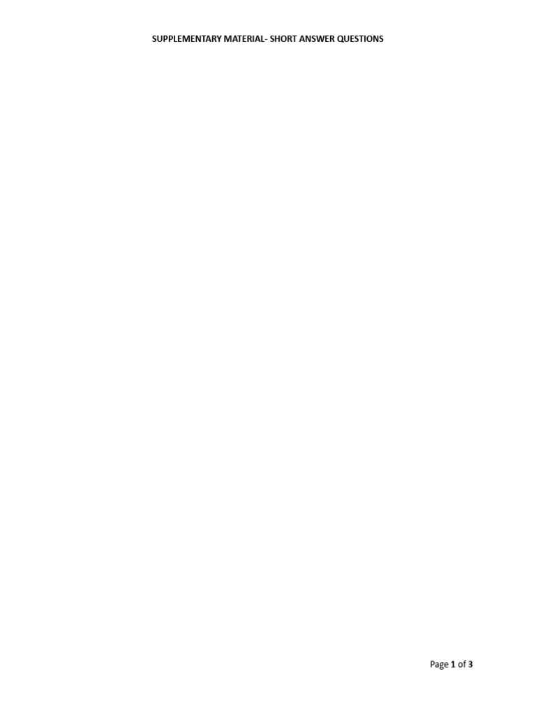 Short Answer Questions Practice Sheet | PDF