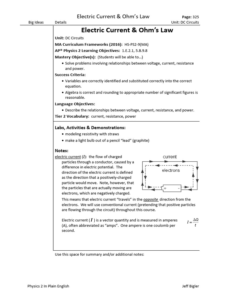 07a - Current & Ohm's Law | PDF