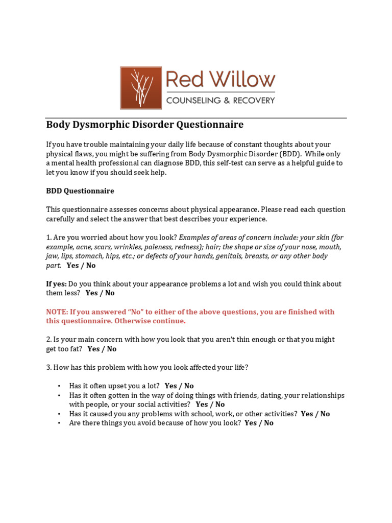 Body-Dysmorphic-Disorder-Questionnaire | PDF