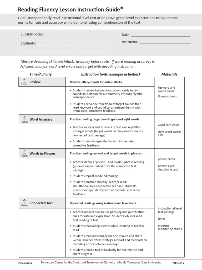 LessonFramefluencyver 2 012918 | PDF