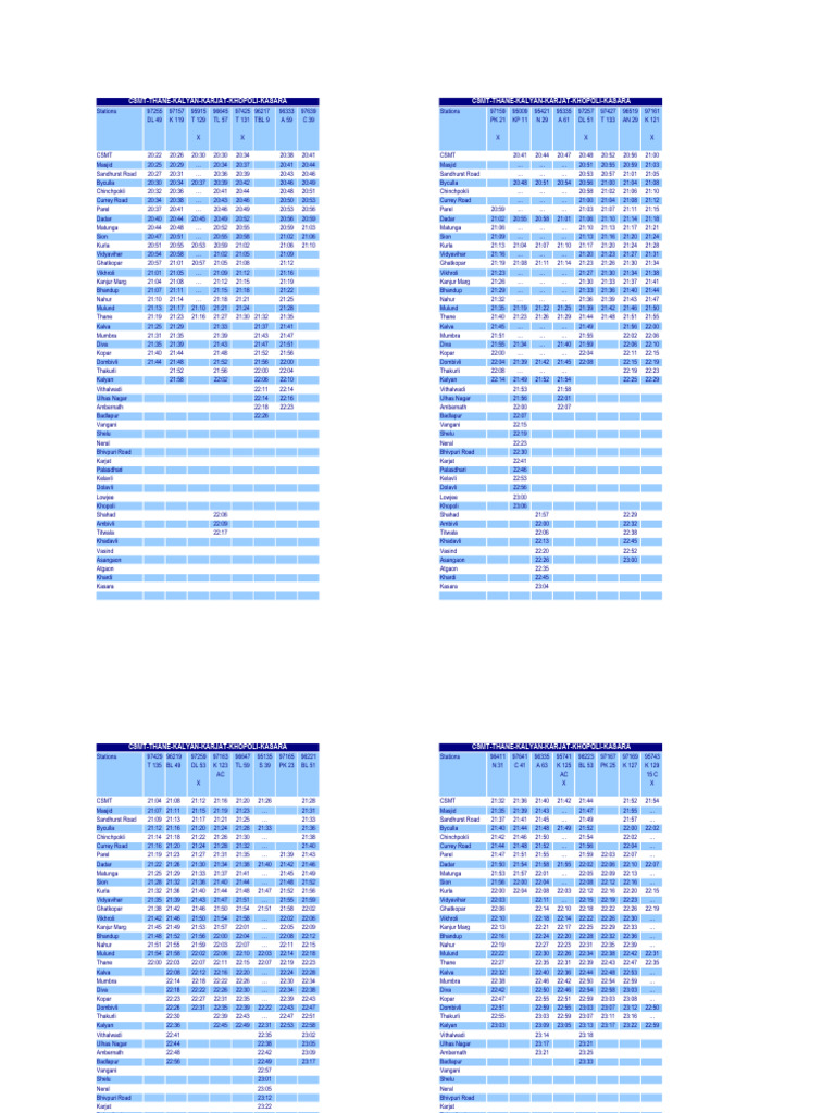 Csmt-Thane-Kalyan-Karjat-Khopoli-Kasara Csmt-Thane-Kalyan-Karjat-Khopoli-Kasara | PDF