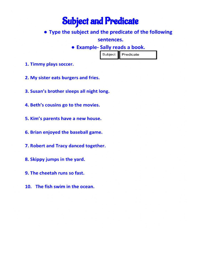 Subject and Predicate | PDF