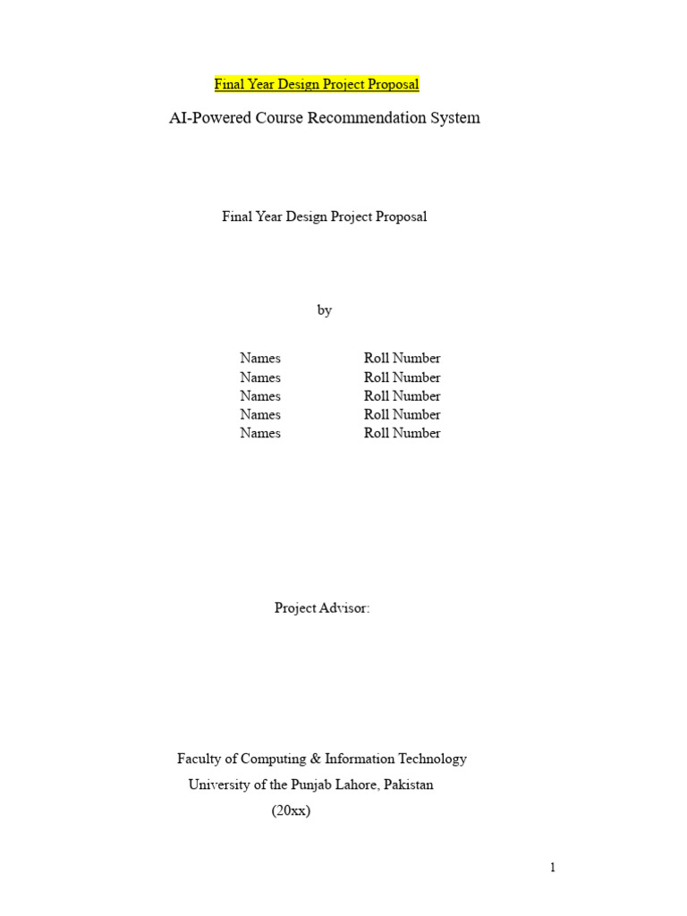 FCIT FYDP Proposal Template | PDF