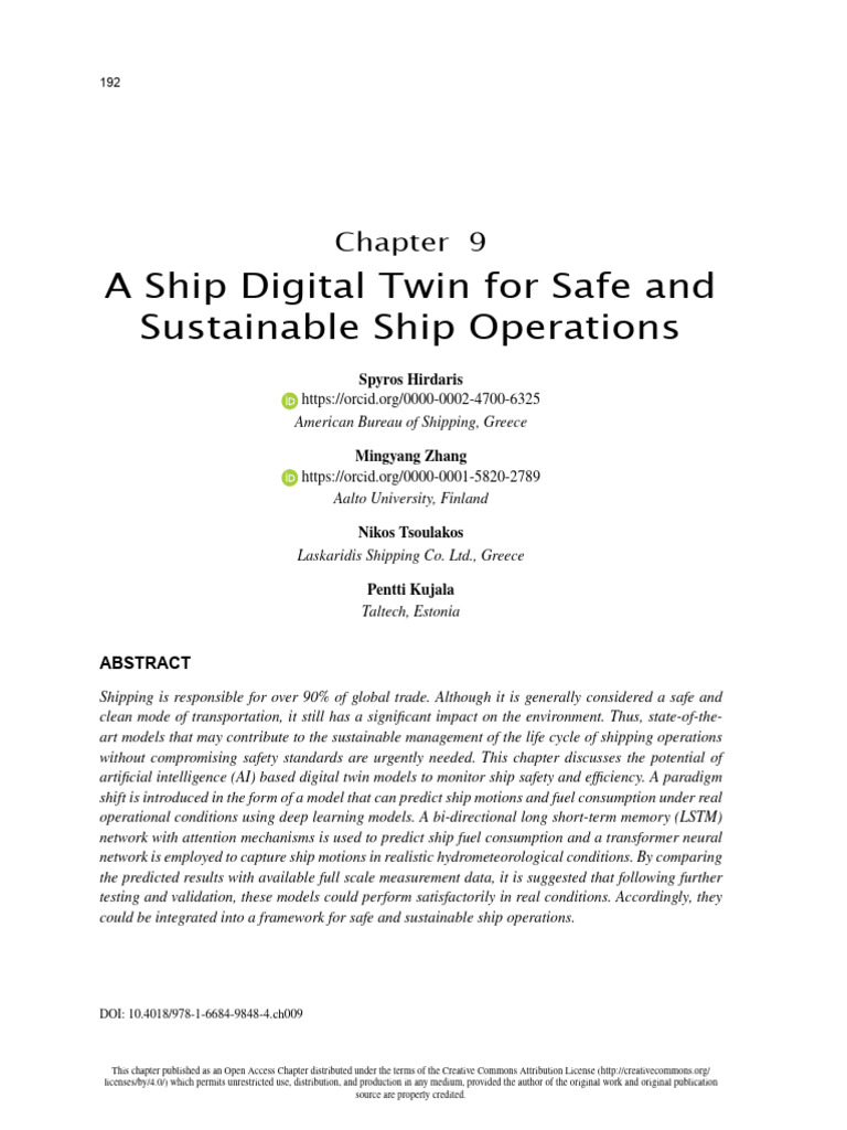 A Ship Digital Twin for Safe and Sustainable Ship Operations | PDF