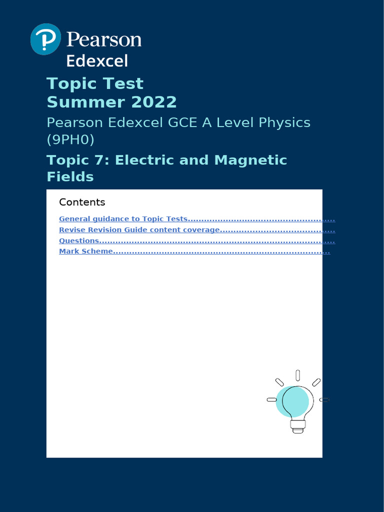 GCE Physics Topic Test 7 | PDF