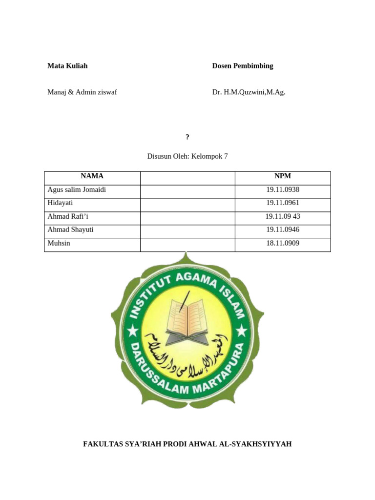 Kel 7 Ziswaf | PDF