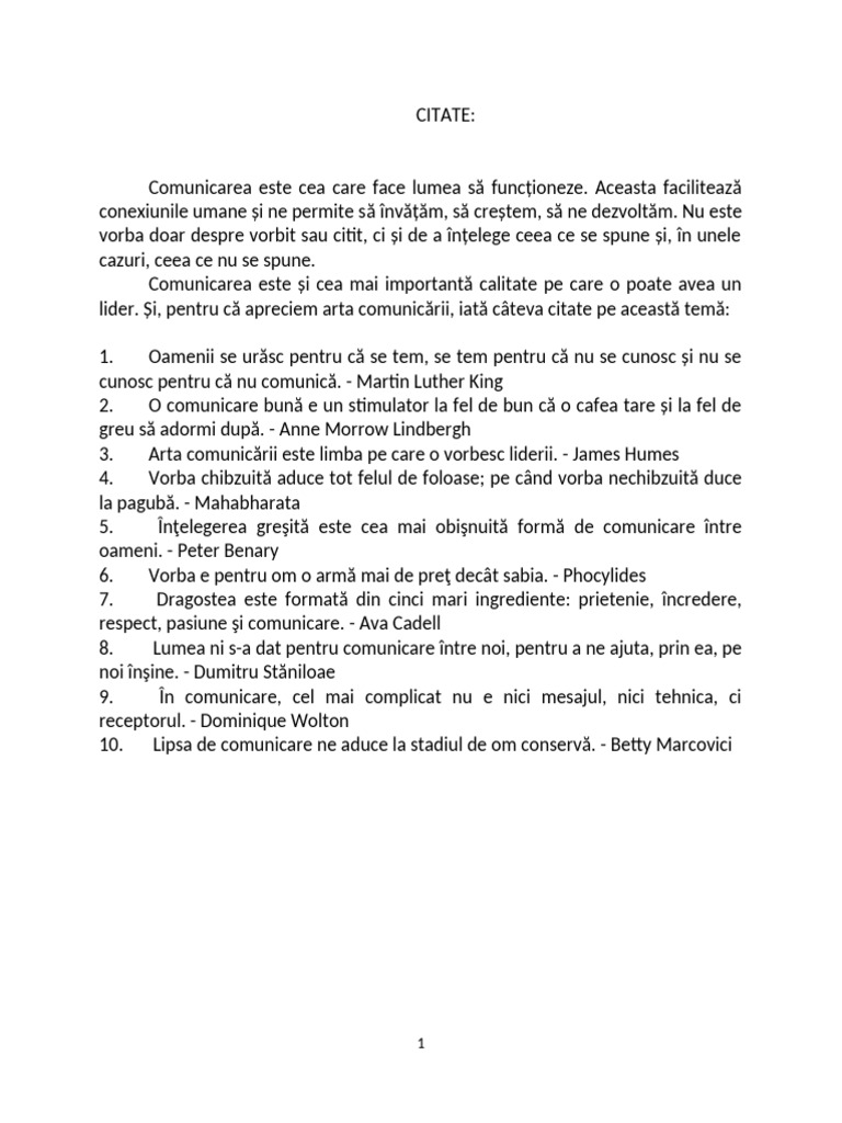Citate Despre Comunicare | PDF