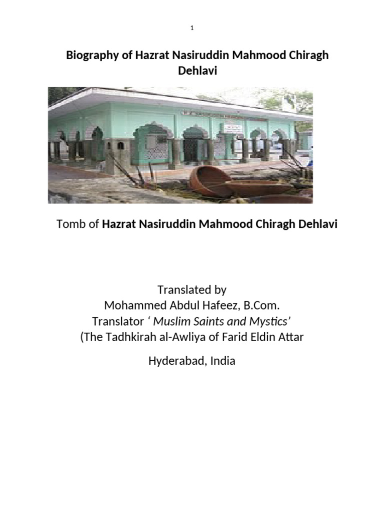 Hazrat Nasiruddin Mahmood Chiragh Dehlavi | PDF