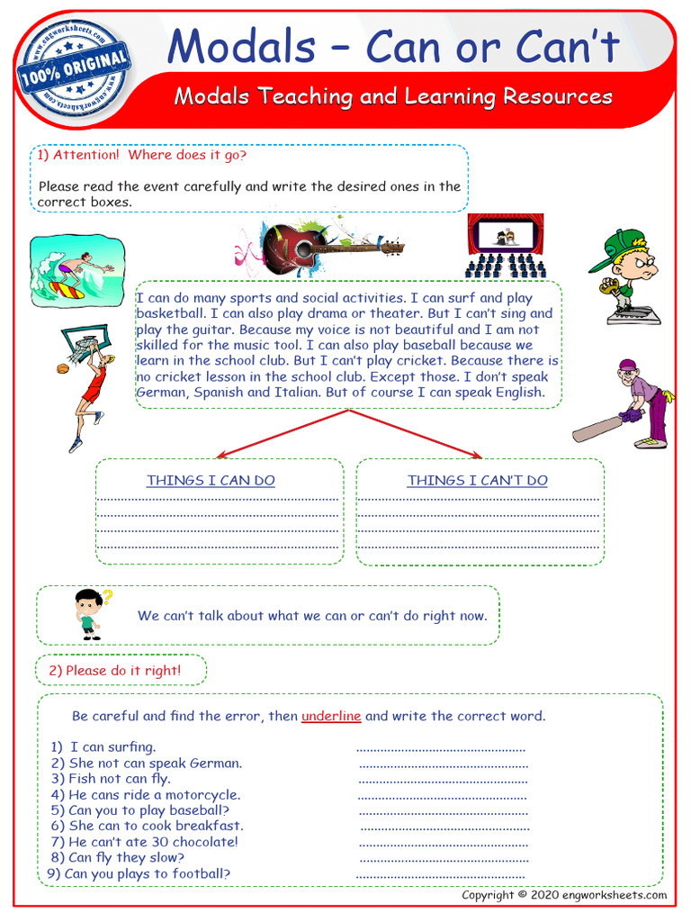 Can or Cant Modals Teaching and Learning Resources | PDF
