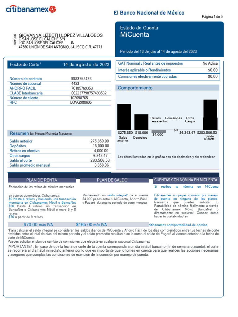 Estado de Cuenta Banamex 1 | PDF