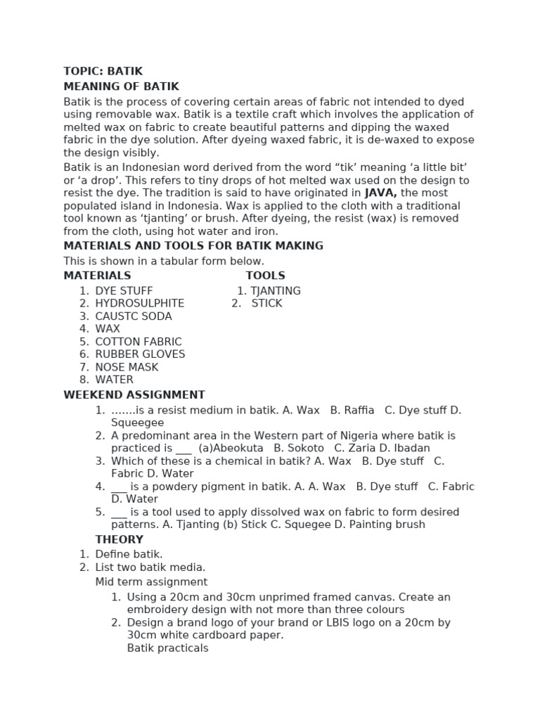Understanding Batik: Process and Materials | PDF | Home & Garden | Art