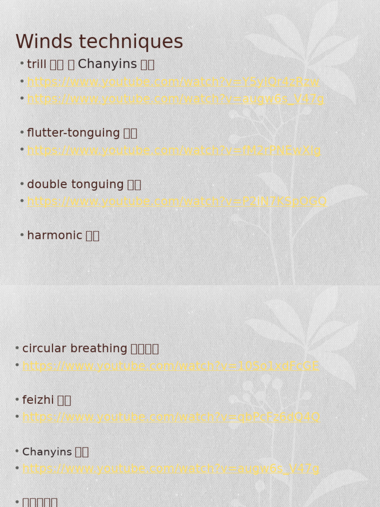 Chinese Winds Techniques | PDF