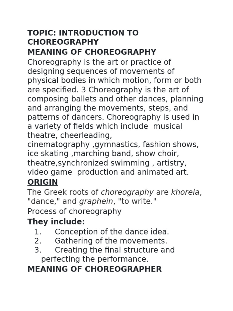 Choreography | PDF | Art