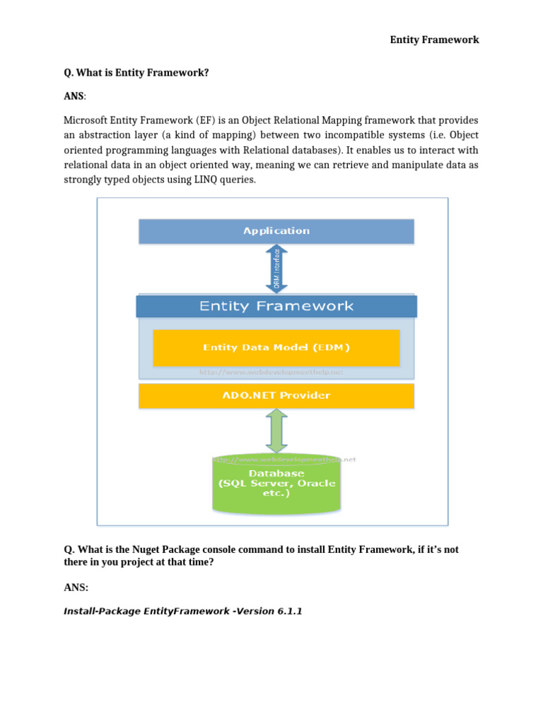 Entity Framework INT QUES ANS | PDF