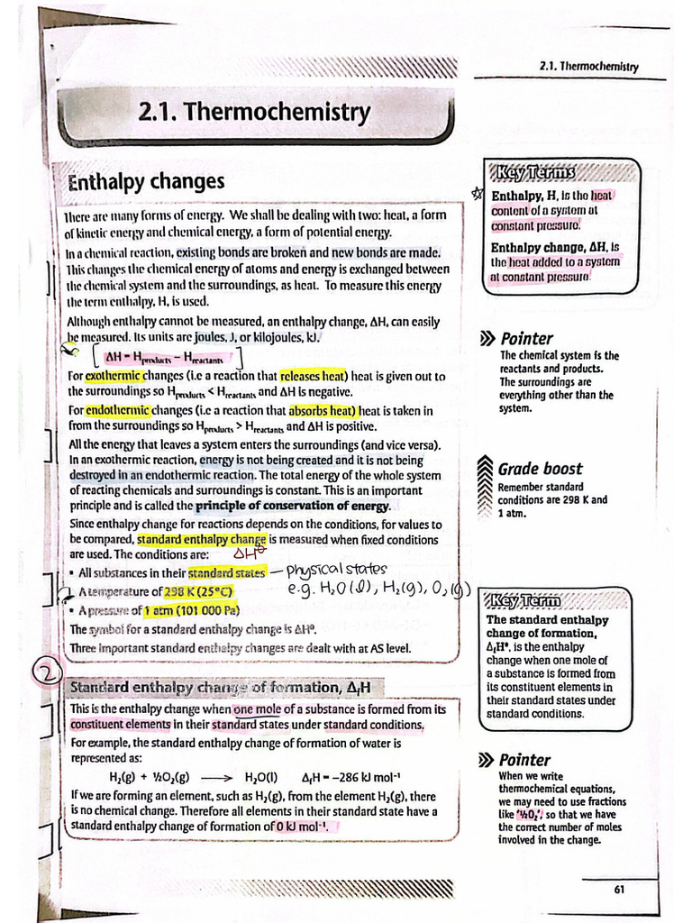 2.1 Thermochemistry Notes | PDF