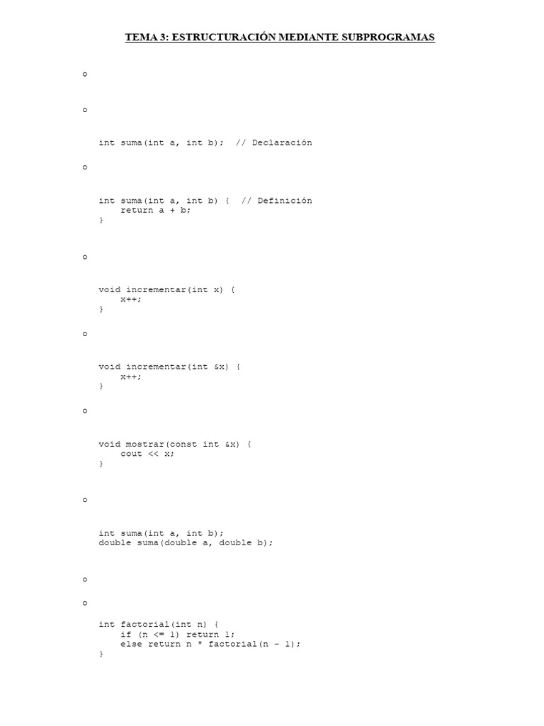Tema 3 - Estructuración Mediante Subprogramas | PDF