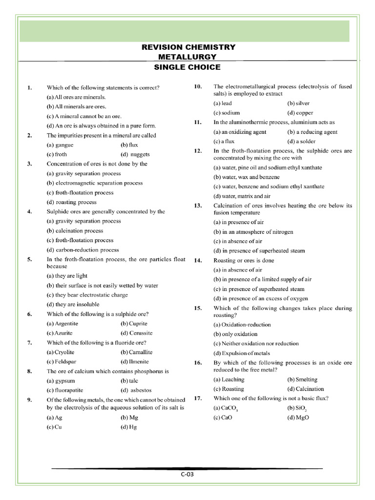 Metallurgy Practice | PDF