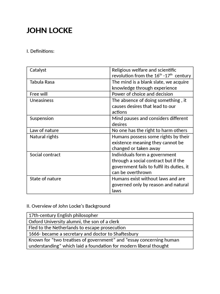 John Lockes Memorandum | PDF