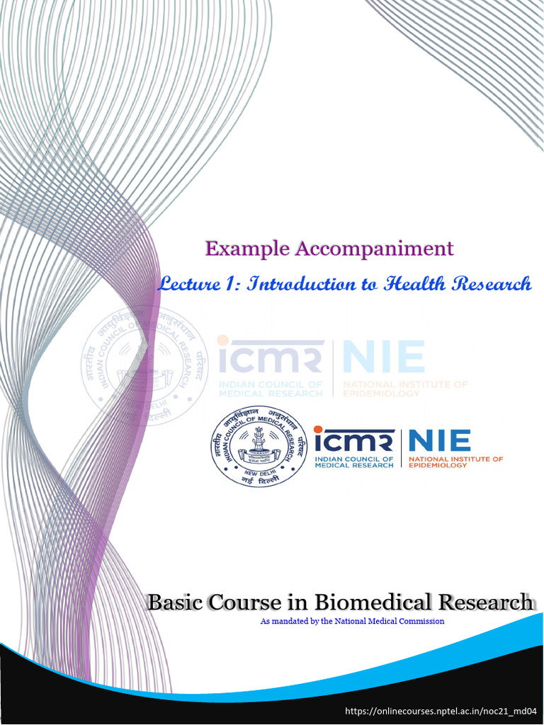Lecture 1: Introduction To Health Research: Basic Course in Biomedical Research | PDF