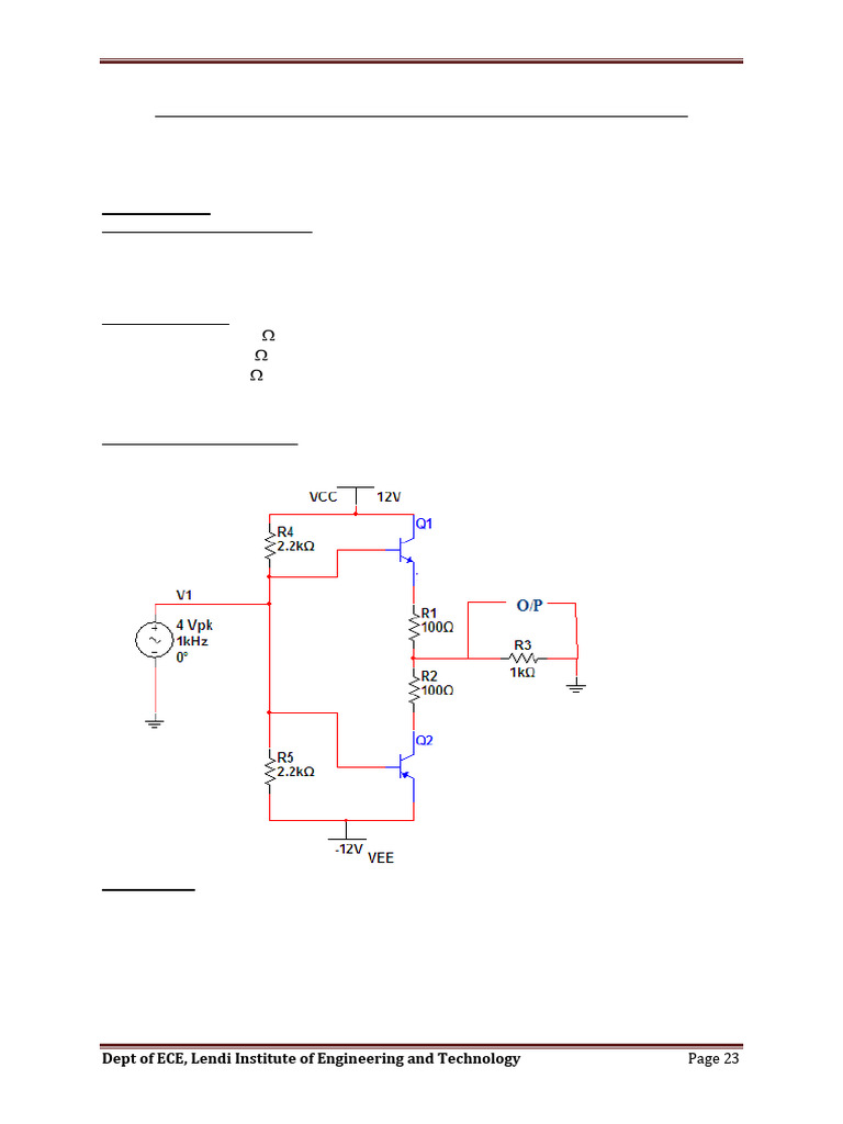 Complementary Push Pull Power Amplifier Lab | PDF | Amplifier | Electronics