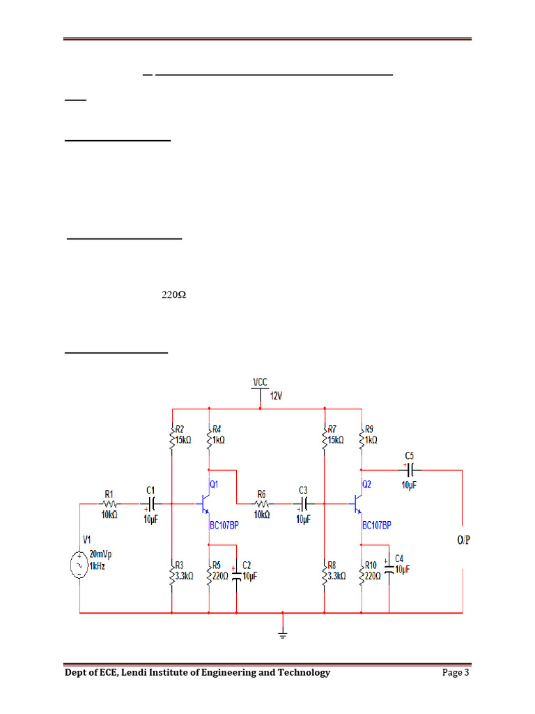 RC coupled amplifier Lab | PDF