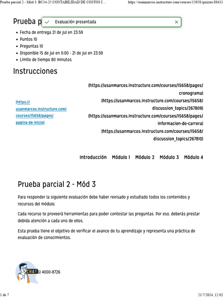 Prueba Parcial 2 - Mód 3 - Bc14-25 Contabilidad de Costos I 2-2024 G 5 ...