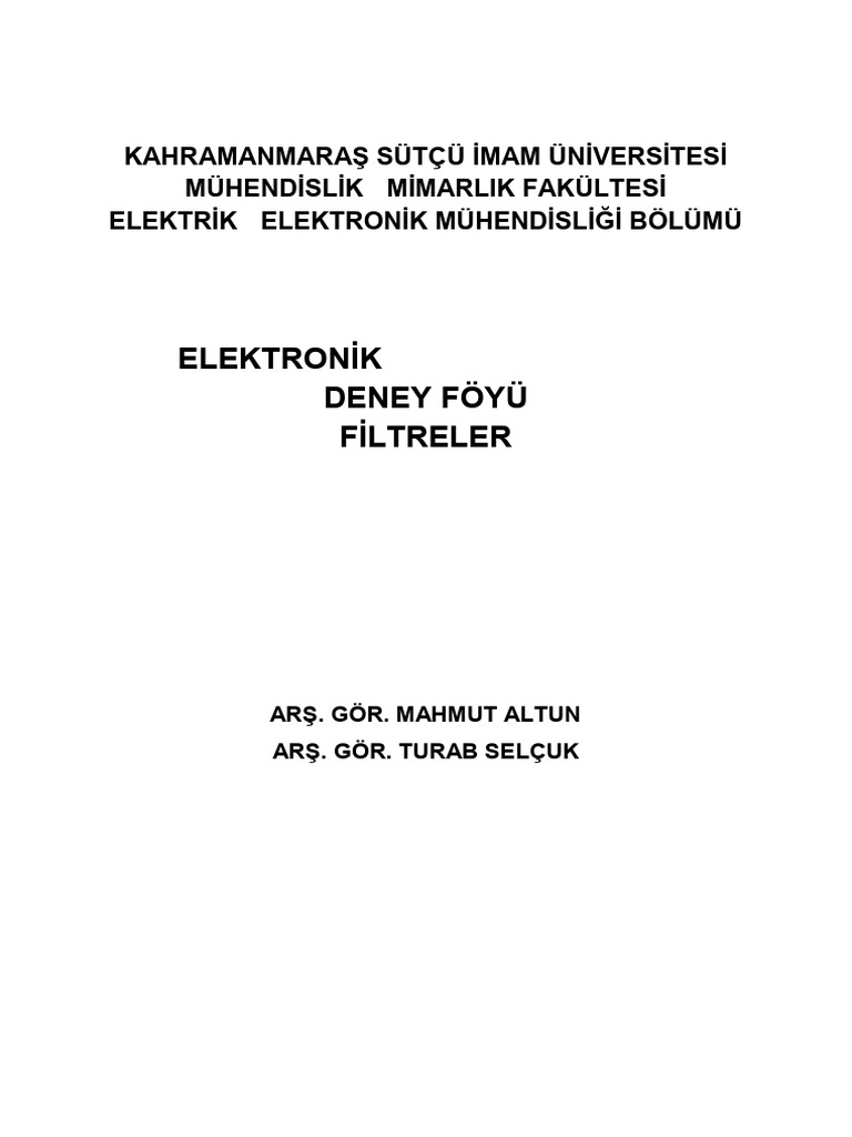 elektronik_lab_2-filtreler | PDF